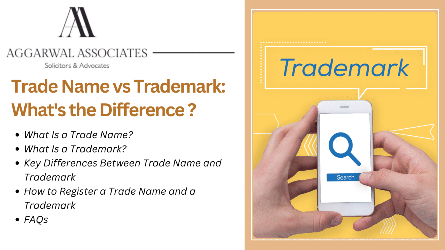 Trade Name vs Trademark: What's the Difference | Aggarwal Associates